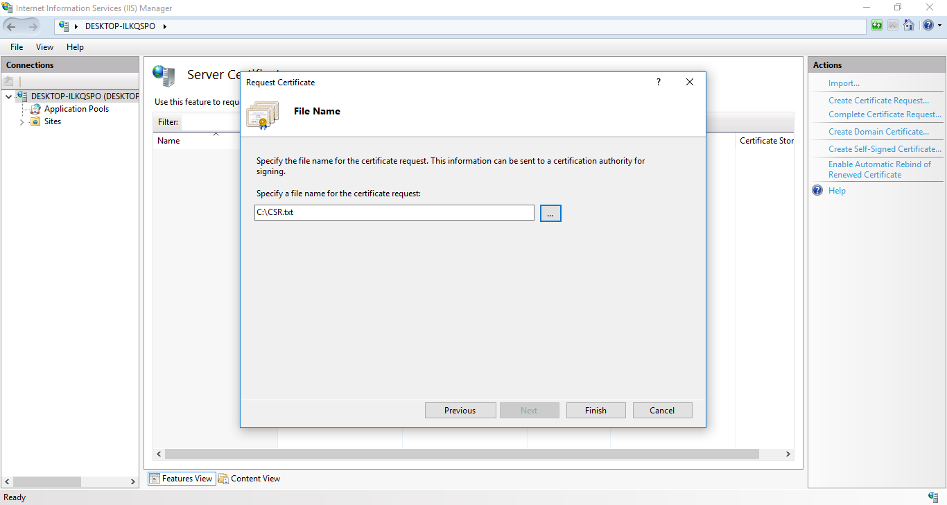 How to generate a CSR code on IIS8 – HelpDesk | SSLs.com How to generate a CSR code on IIS8 – HelpDesk | SSLs.com
